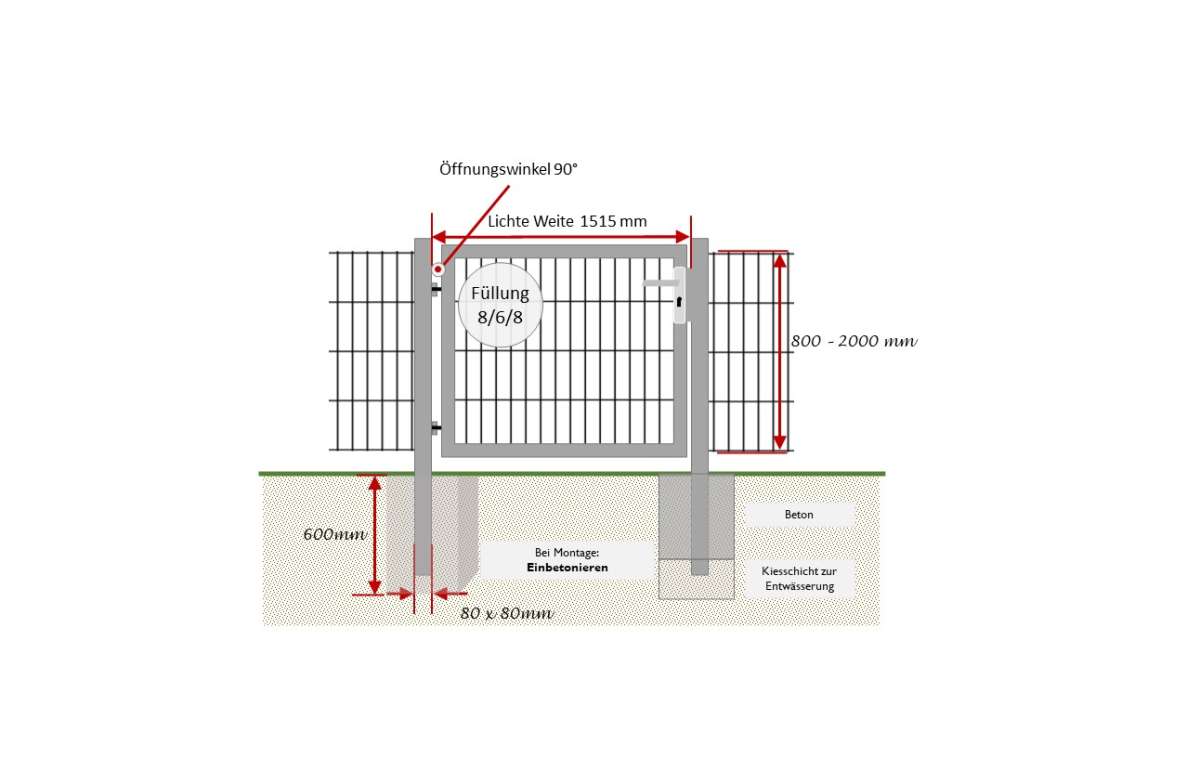 Gartentor Flex 8, 1-flg., Breite 1500 mm | Flex 8: 1-flügelig mit 8/6/8 ...